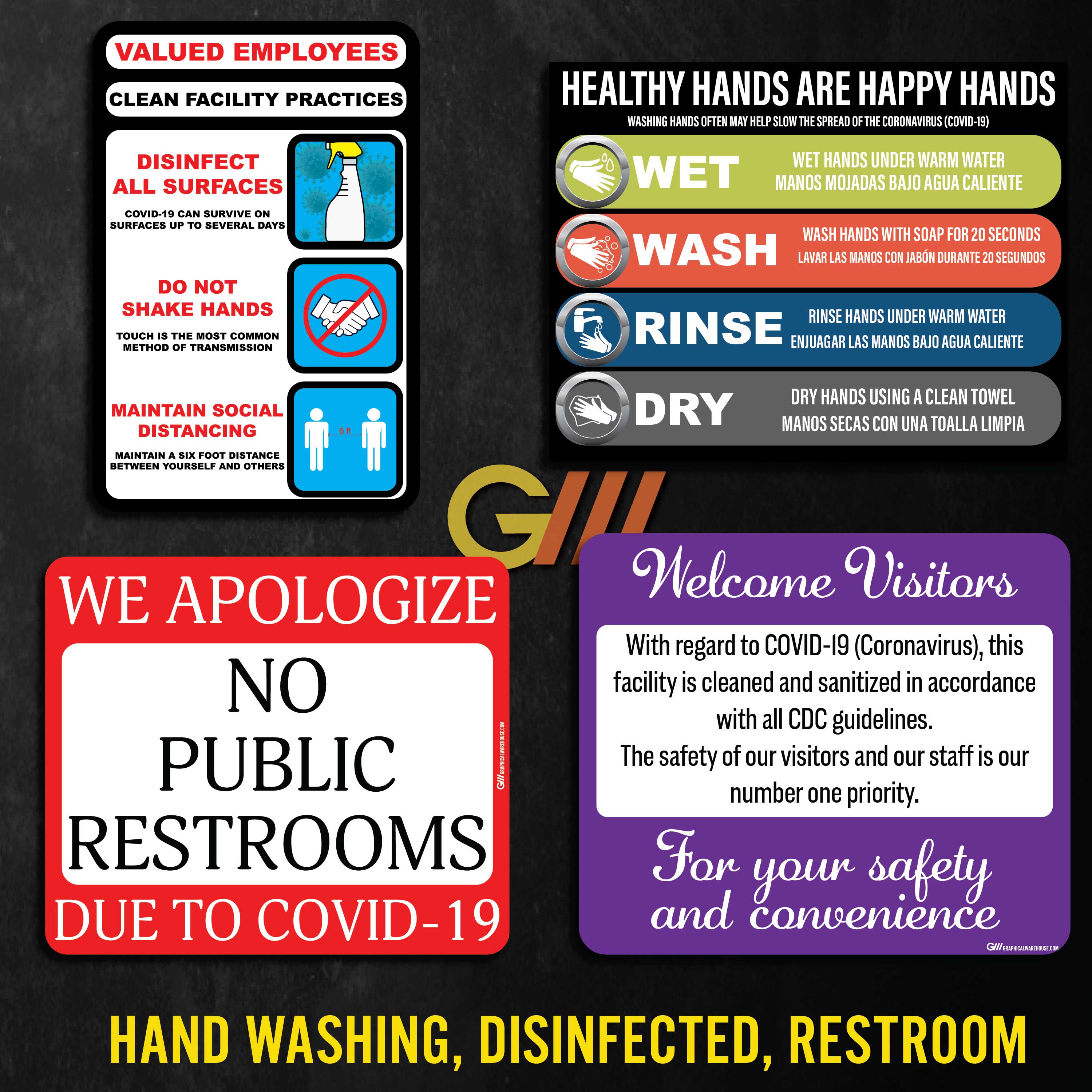 Hand Washing, Disinfected, Restroom – Graphical Warehouse