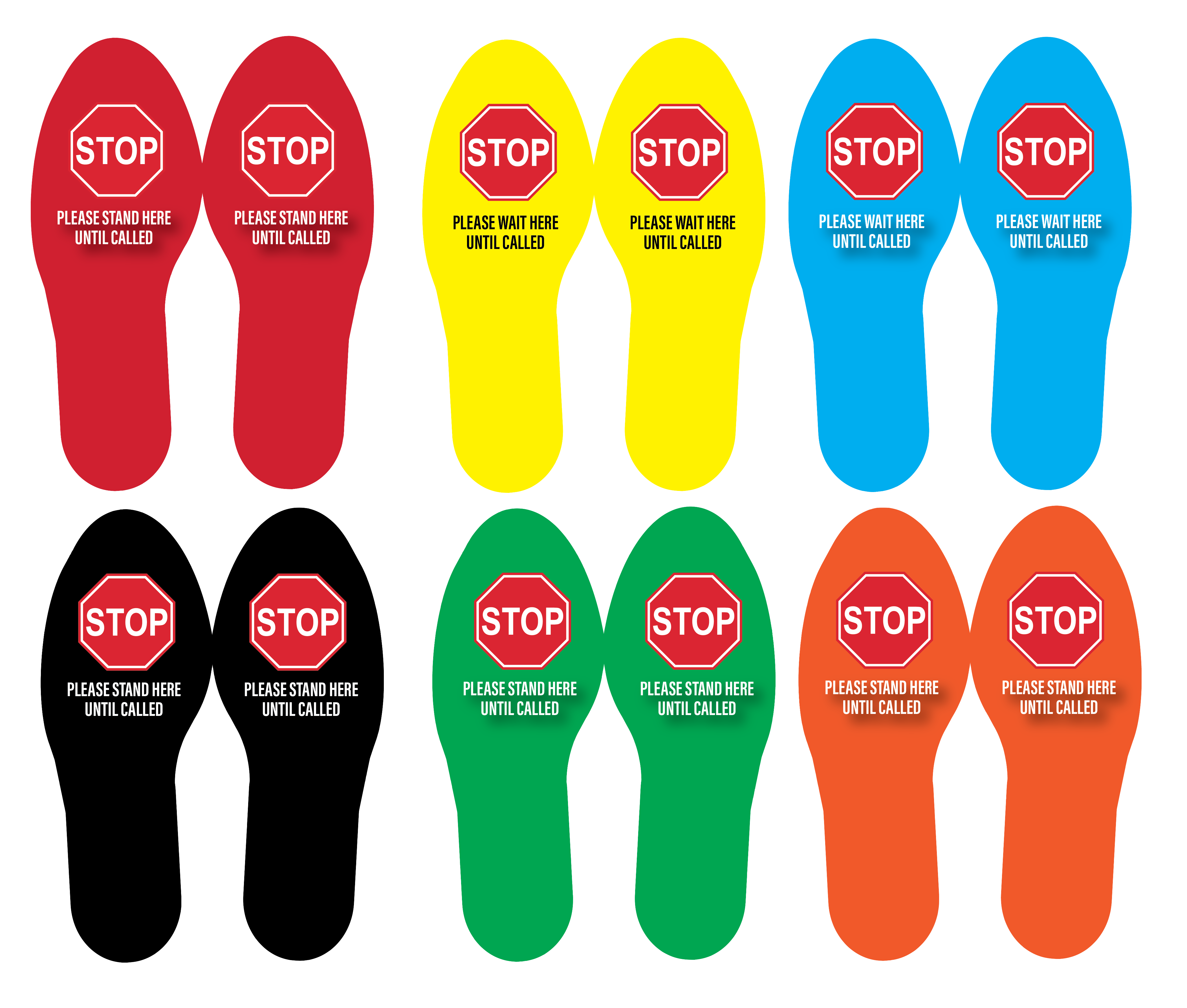 "STOP Stand Here" Social Distancing Footprints, 5 Pairs- Durable Matte ...